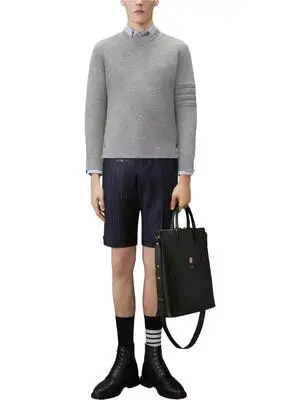 Thom Browne Milano Stitch 4-bar Bomber Pullover - Grey