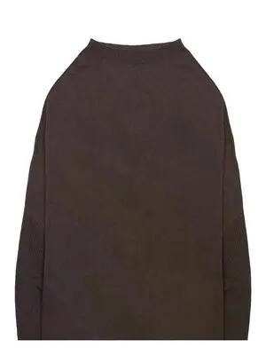 Rick Owens Ls Crater Ribbed-knit Panelled Sweater - Brown