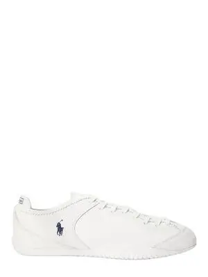 Polo Ralph Lauren Leather Logo Embroidered Sneakers - White