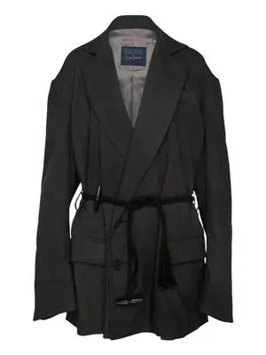 Yohji Yamamoto Toggle-fastening Rope-belt Blazer - Grey
