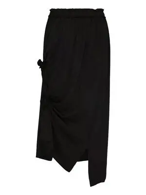 Y’s Asymmetric Gathered Midi Skirt - Black