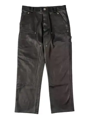 Chrome Hearts Leather Double-knee Straight-leg Trousers - Black