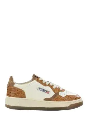 AUTRY Medalist Low Crocodile-embossed Leather Sneakers Neutrals