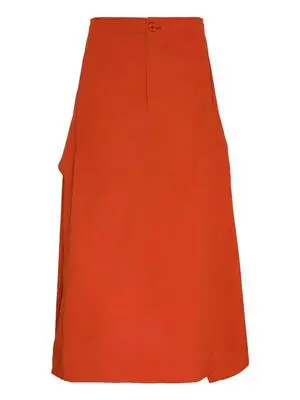 Y’s Panelled Flared Midi Skirt - Orange