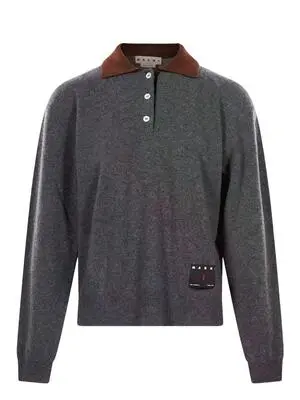 MARNI Marni Cashmere Polo Top With Logo Patch