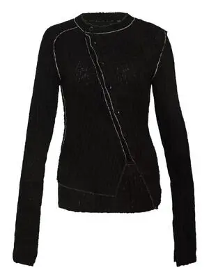 Y’s Asymmetric Ribbed-knit Cardigan - Black