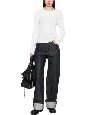 Emporio Armani Ribbed Geometric-knit Sweater - Blue
