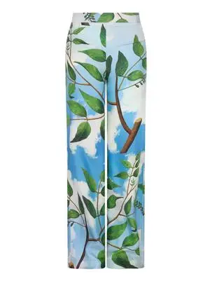 Libertine Magritte Slim Aarons Silk Trousers - Blue