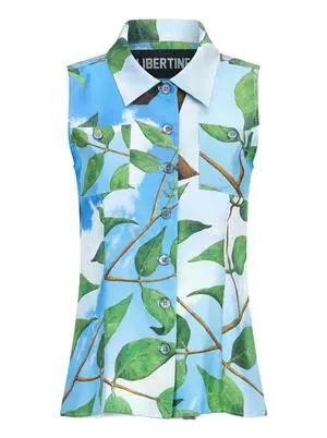 Libertine Sleeveless Silk Blouse - Blue
