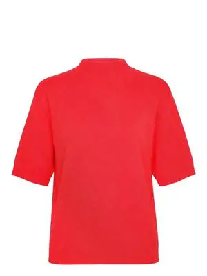 JIL SANDER Jil Sander Short Sleeve Mock Neck Sweater Red
