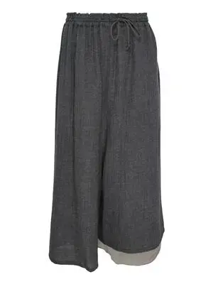 Y’s Drawstring Layered Wool Trousers - Grey