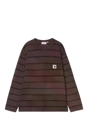 Carhartt Work In Progress Cardona Striped Long Sleeve T-shirt - Brown