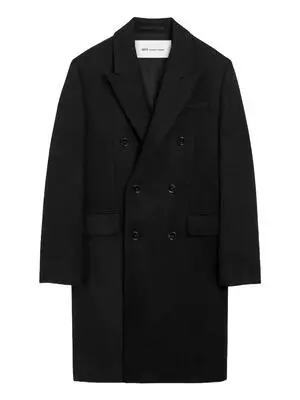 AMI Paris Double-breasted Wool Coat - Black