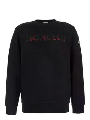 Moncler Logo Patch Crew Neck Sweater - Black