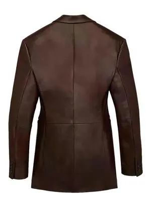 Saint Laurent Peak-lapel Single-breasted Leather Jacket - Brown