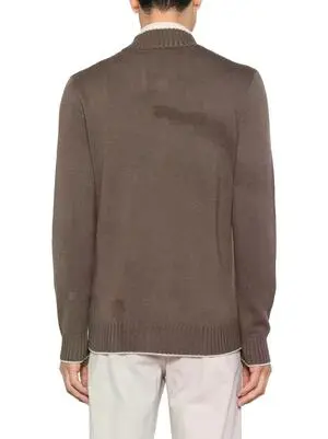 Eleventy Ribbed-trim Button-up Cardigan - Brown