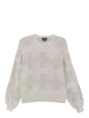 Emporio Armani Logo Patterned Jacquard Sweater - Neutrals