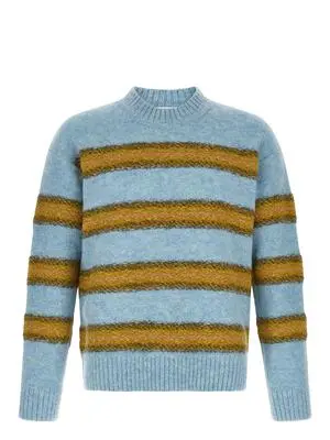 Dries Van Noten DRIES VAN NOTEN "Master" Striped Alpaca Wool Blend Crewneck Sweater Blue