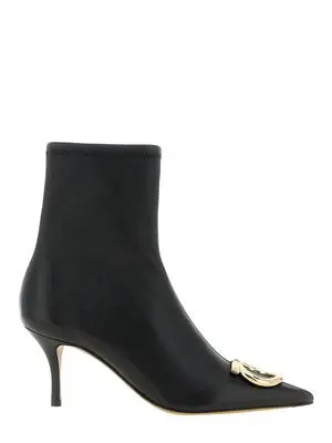 FERRAGAMO Mariu' Ankle Boots With Maxi Gancini Detail - Black