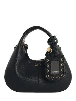 GANNI Eco Leather Mini Hobo Bag - Black