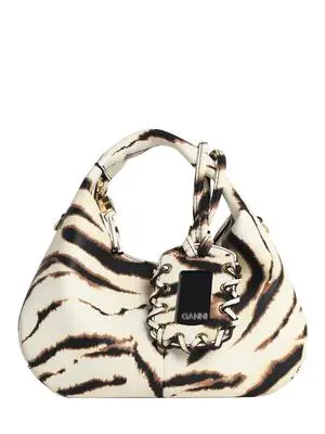 GANNI Zebra Eco Leather Mini Hobo Bag - Cream
