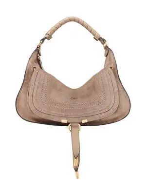 Chloé Chloe Women Small Marcie Shoulder Bag In Suede Leather Brown