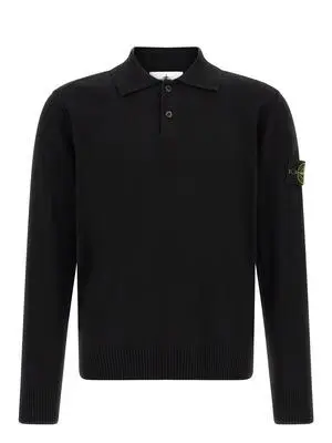 Stone Island Badge Polo Shirt - Black