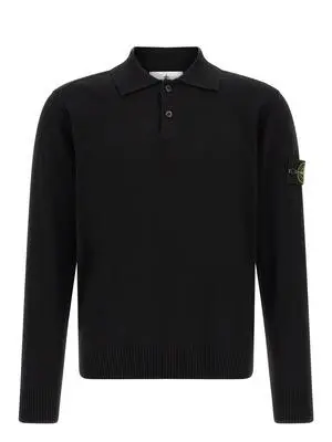 Stone Island Badge Polo Shirt - Black