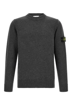 Stone Island Crew Neck Wool Blend Sweater - Gray