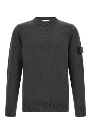 Stone Island Crew Neck Wool Blend Sweater - Gray