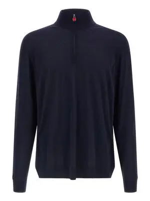 Kiton Half-zip Fine Knit Wool Sweater - Blue