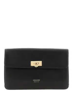 FERRAGAMO Harley Gancini Clutch - Black