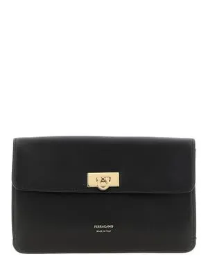FERRAGAMO Harley Gancini Clutch - Black