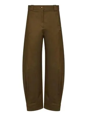 Max Mara Max Mara Women Khaki Green Stretch Canvas Mxmadorni Barrel-Leg Trousers Multicolor
