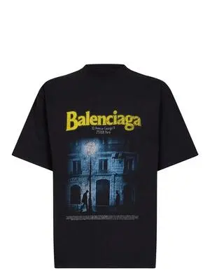 Balenciaga Washed Black The Address Medium Fit T-shirt - Multicolor