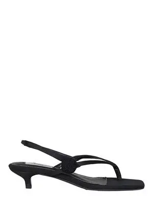 TOTÊME TOTEME Black Satin Flip Flop Slingback Sandals