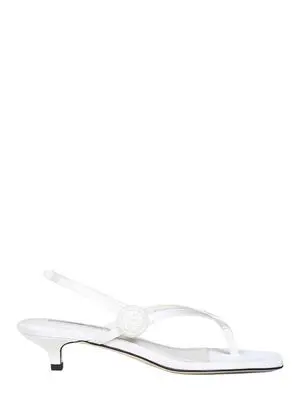 TOTEME Toteme Women Ecru Satin Flip Flops Slingback Sandals Multicolor