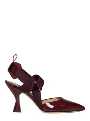 Fendi Burgundy Patent Leather Colibrì Slingbacks - Multicolor