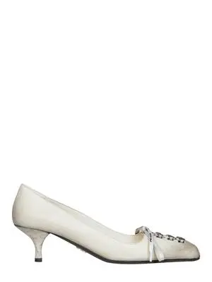 Prada Prada Calzature Women Talc Antique-Finish Leather Pumps Multicolor