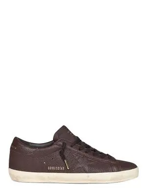 GOLDEN GOOSE GOLDEN GOOSE Dark Brown Grained Leather Super-Star Sneakers