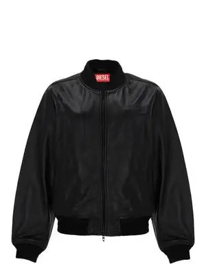 DIESEL® DIESEL Leather Bomber Jacket Black
