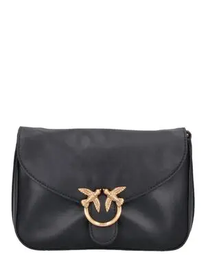 Pinko Leather Crossbody Bag With Bird Detail - Black