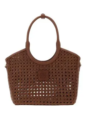 MIU MIU Miu Miu Woven Leather Top Handle Bag