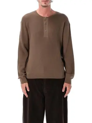 Studio Nicholson Waffle-knit Henley Sweater - Bark