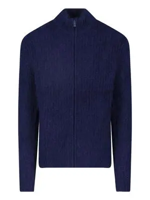 Aspesi Zip-front Mock Neck Sweater - Blue