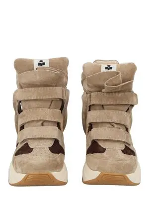 Isabel Marant Étoile ISABEL MARANT Cowhide Leather High-Top Sneaker Boots Brown