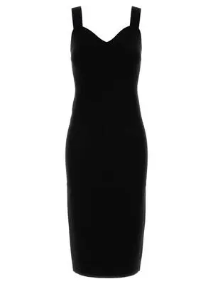 Max Mara Stretch Viscose Blend Midi Dress - Black