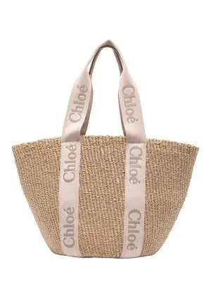 Chloé CHLOÉ Raffia Bucket Shoulder Bag Blushbeige
