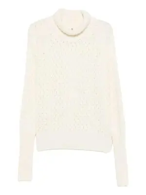 Ermanno Scervino Perforated Knit Roll-neck Sweater - Beige