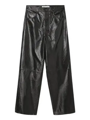 RÓHE Bruun Lacquer Baggy Leather Trousers - Soil